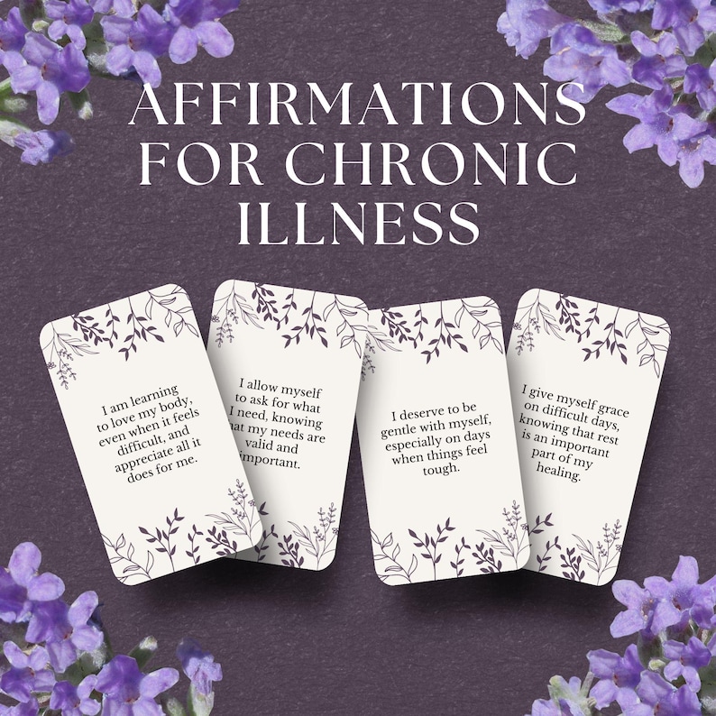48 Affirmation Cards for Chronic Illness, INSTANT DOWNLOAD, Self Care ...