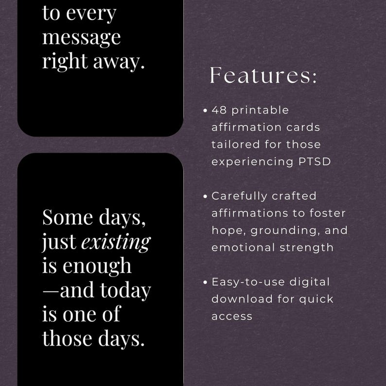 PTSD Affirmation Cards for Mental Health, INSTANT DOWNLOAD, Coping ...