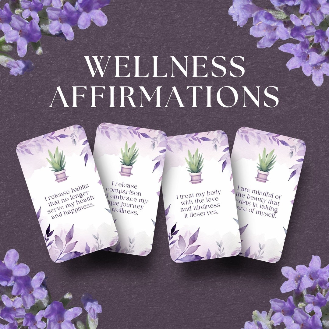 48 Wellness Affirmation Cards, INSTANT DOWNLOAD, Mindfulness Cards ...