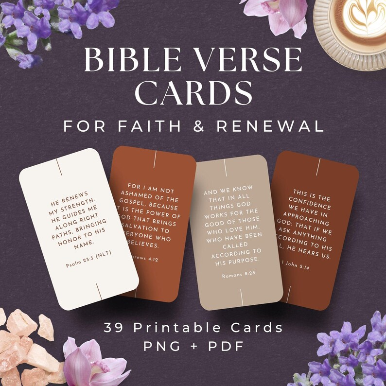 Bible Verse Cards, INSTANT DOWNLOAD, Printable Scripture Cards ...