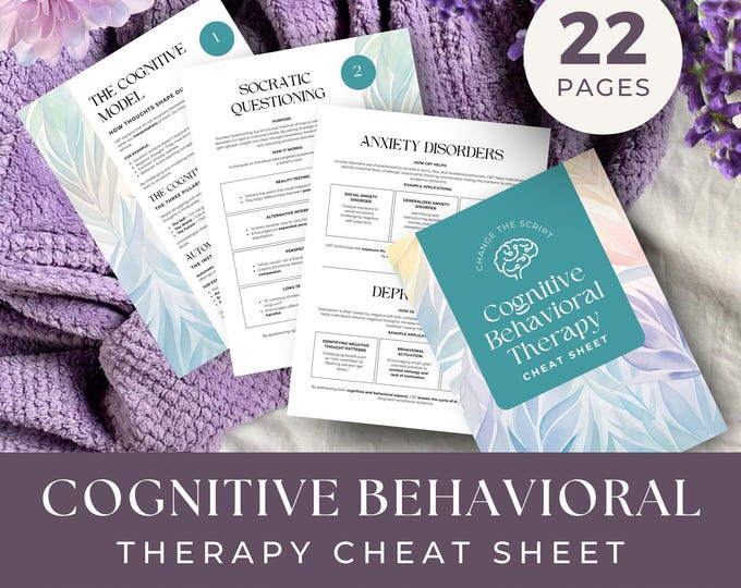 CBT Cheat Sheet Cognitive Behavioral Therapy Guide Therapist Resource ...