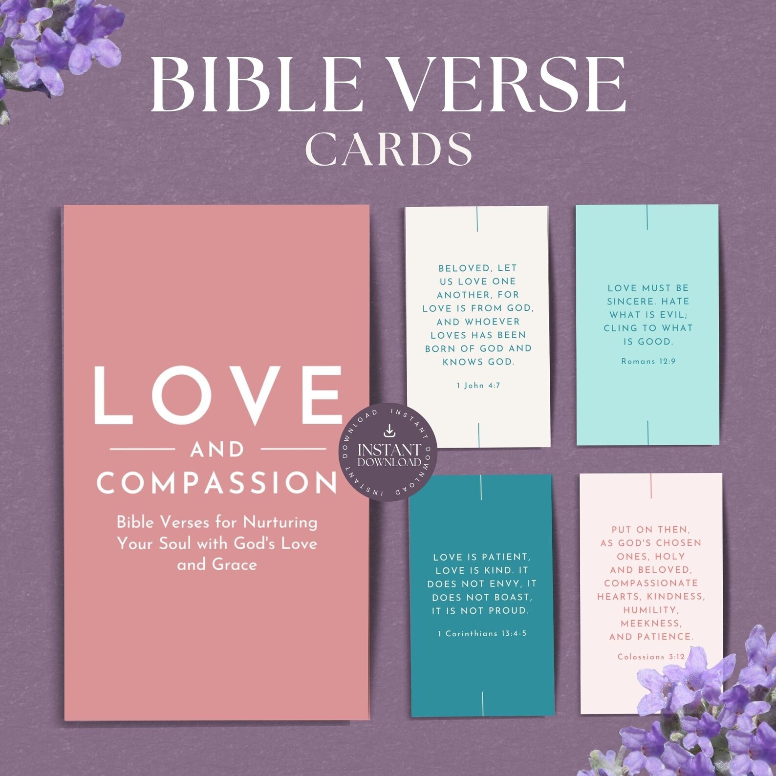 Bible Verse Cards About Love, INSTANT DOWNLOAD, Printable Scripture ...