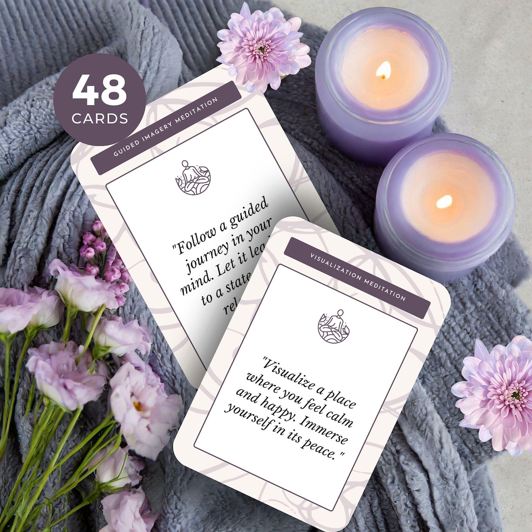 48 Meditation Cards Printable, INSTANT DOWNLOAD, Mindfulness Flash ...