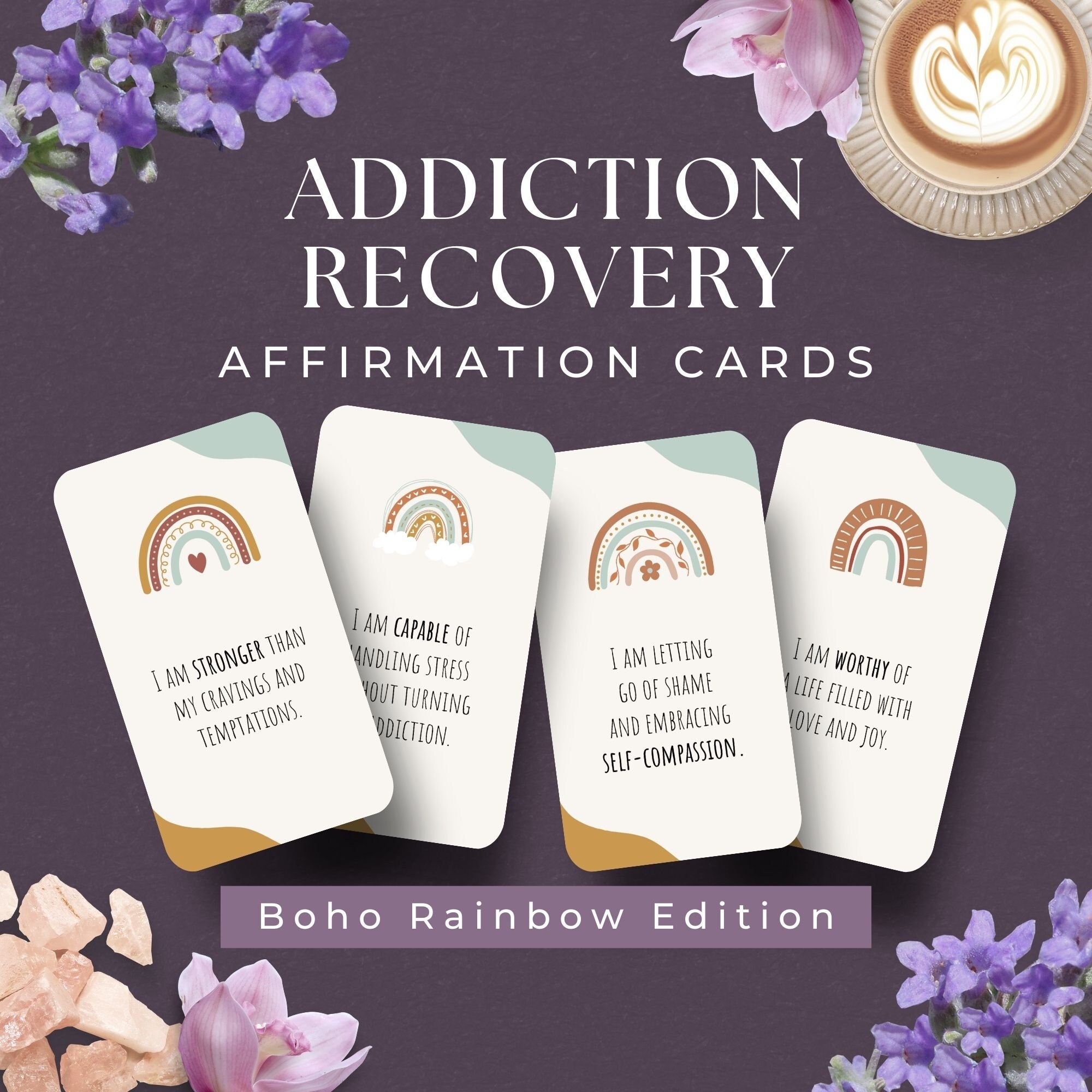 48 Addiction Recovery Affirmation Cards, INSTANT DOWNLOAD, Sobriety ...