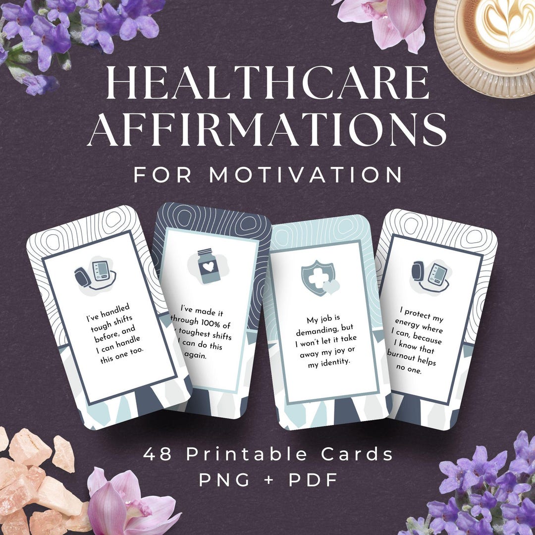 48 Healthcare Workers Affirmation Cards Set, INSTANT DOWNLOAD, Nurse ...