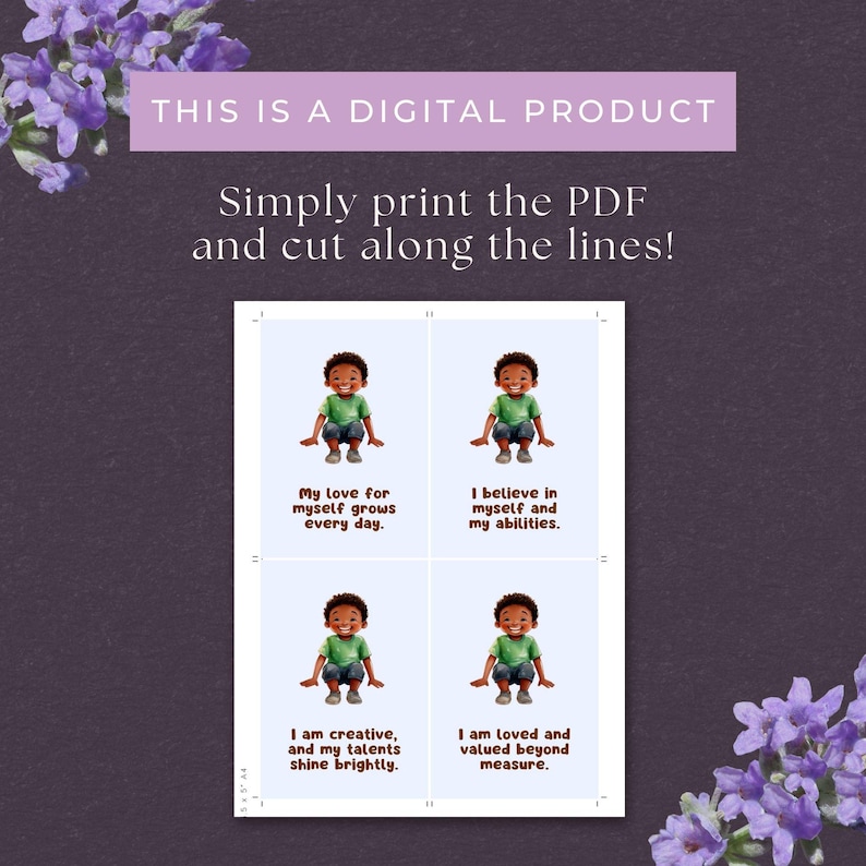 48 Black Boy Affirmation Cards, INSTANT DOWNLOAD, Positive Affirmations ...