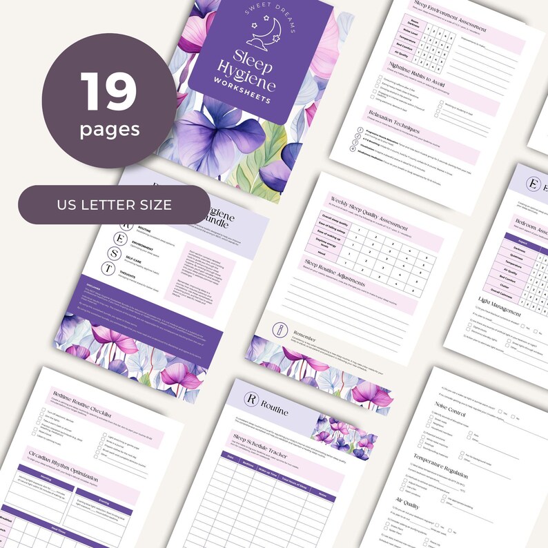 Sleep Hygiene Workbook, INSTANT DOWNLOAD, Sleep Journal, Therapy ...