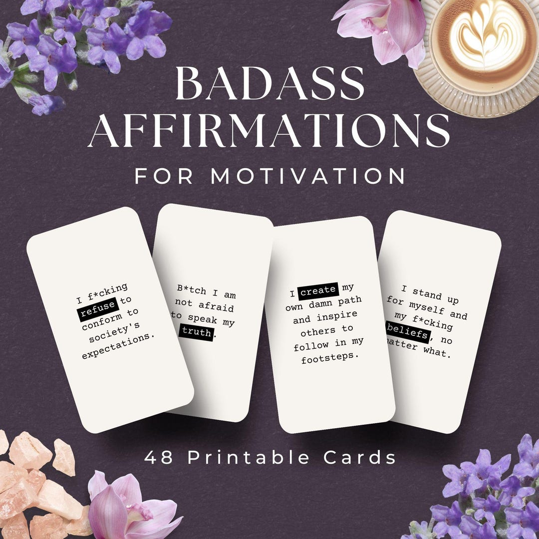 Badass Affirmations, INSTANT DOWNLOAD, Sweary Affirmations for Badass ...