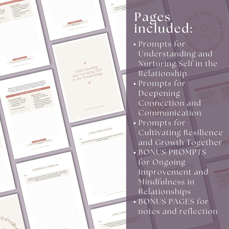 Relationship Journal Printable, INSTANT DOWNLOAD, Mindfulness Journal ...