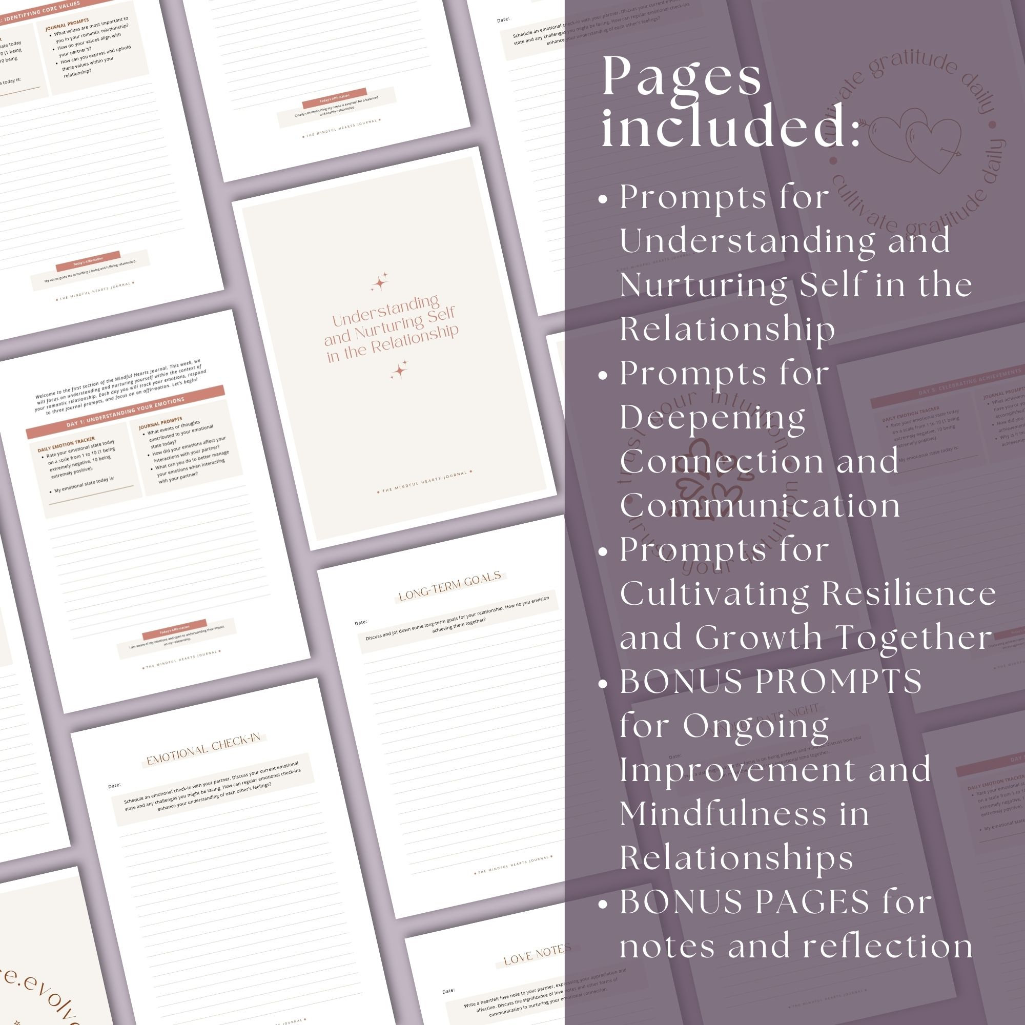 Relationship Journal Printable, INSTANT DOWNLOAD, Mindfulness Journal ...