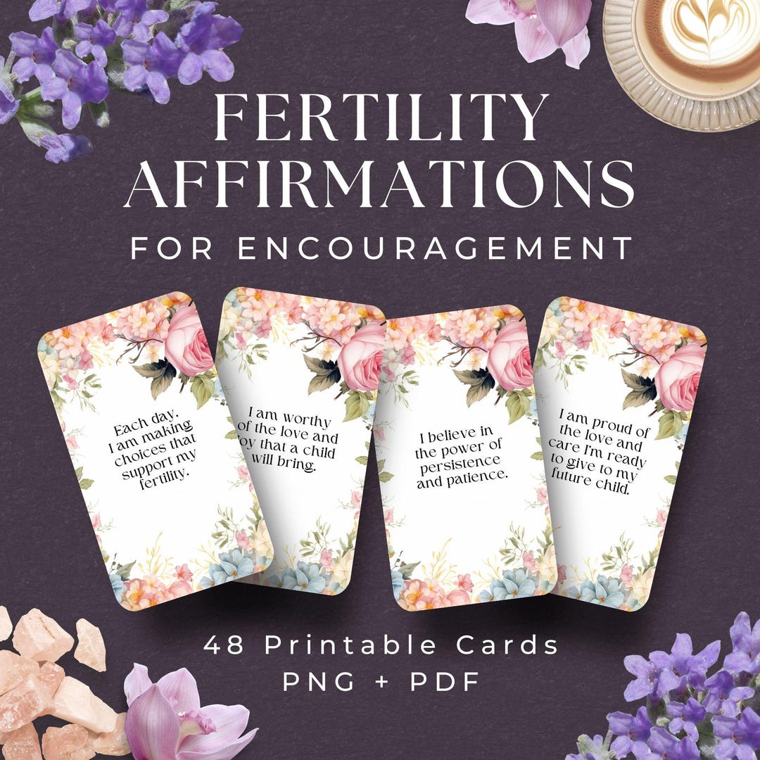48 Fertility Affirmation Cards, INSTANT DOWNLOAD, IVF Affirmations ...