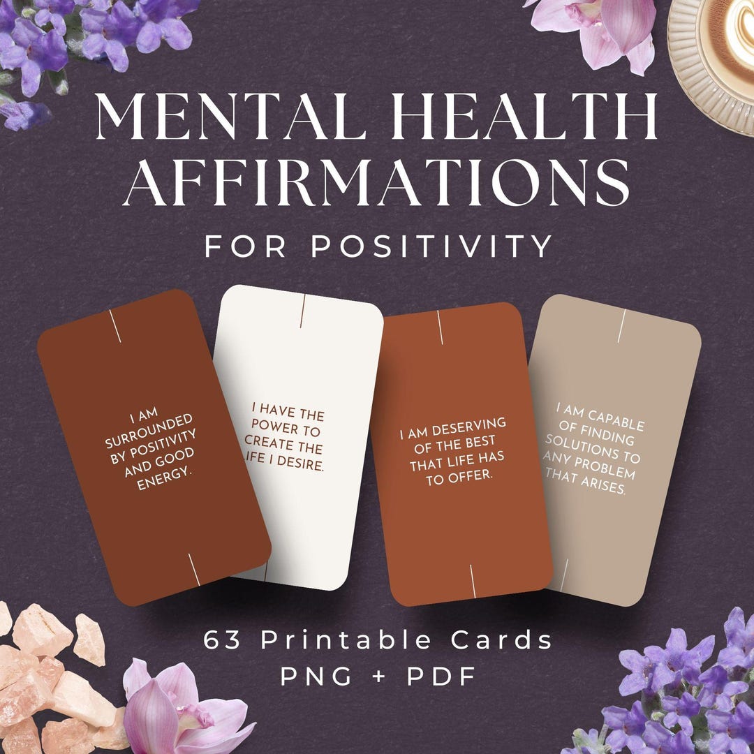 63 Mental Health Affirmation Cards, INSTANT DOWNLOAD, Daily ...