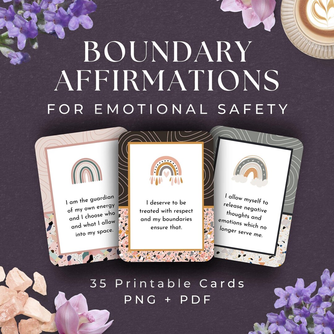 35 Boundary Affirmation Cards, INSTANT DOWNLOAD, 3.5 X 5" Boundary ...