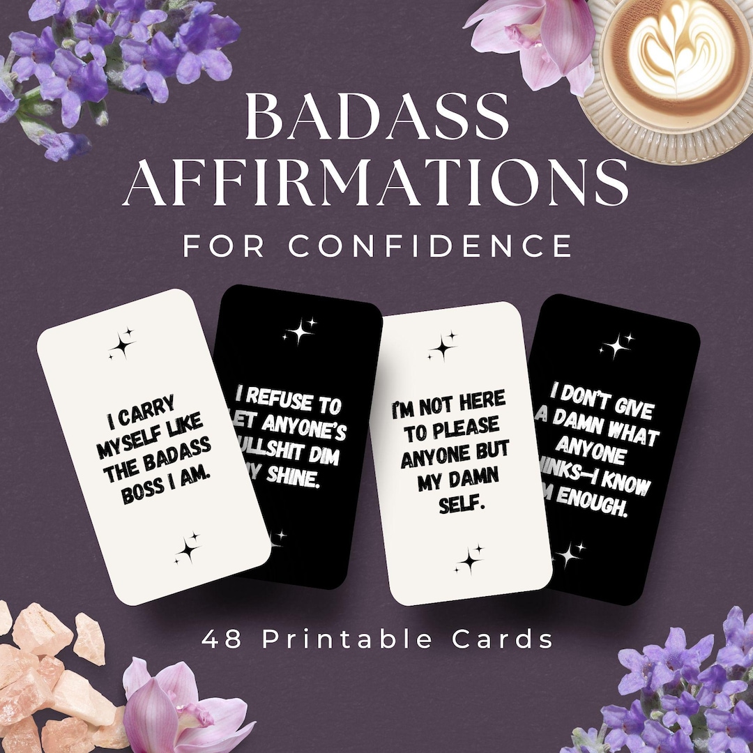 48 Badass Affirmation Cards for Confidence, INSTANT DOWNLOAD, Sweary ...