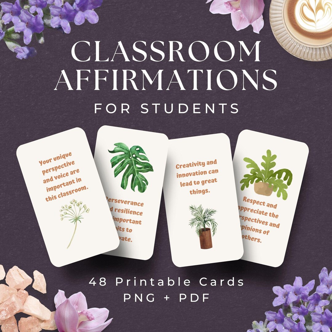 48 Classroom Affirmation Cards, INSTANT DOWNLOAD, Encouragement Cards ...