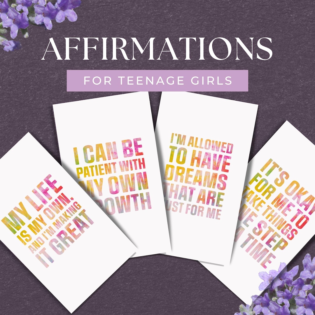 48 Affirmation Cards for Teenage Girls, INSTANT DOWNLOAD, Teenager ...