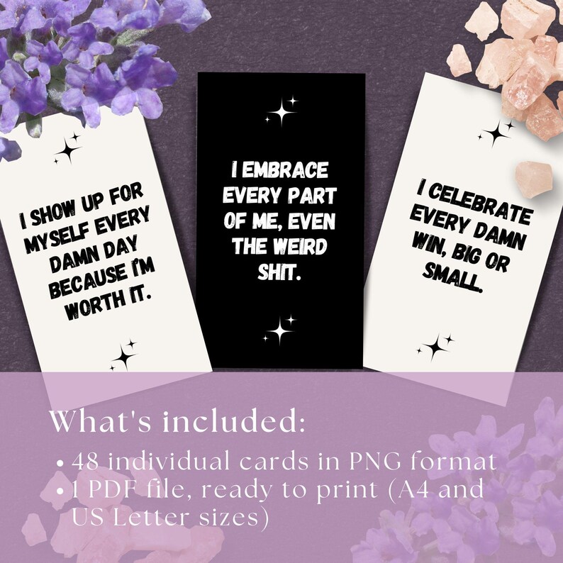 Badass Affirmation Cards for Self Love, INSTANT DOWNLOAD, Sweary ...