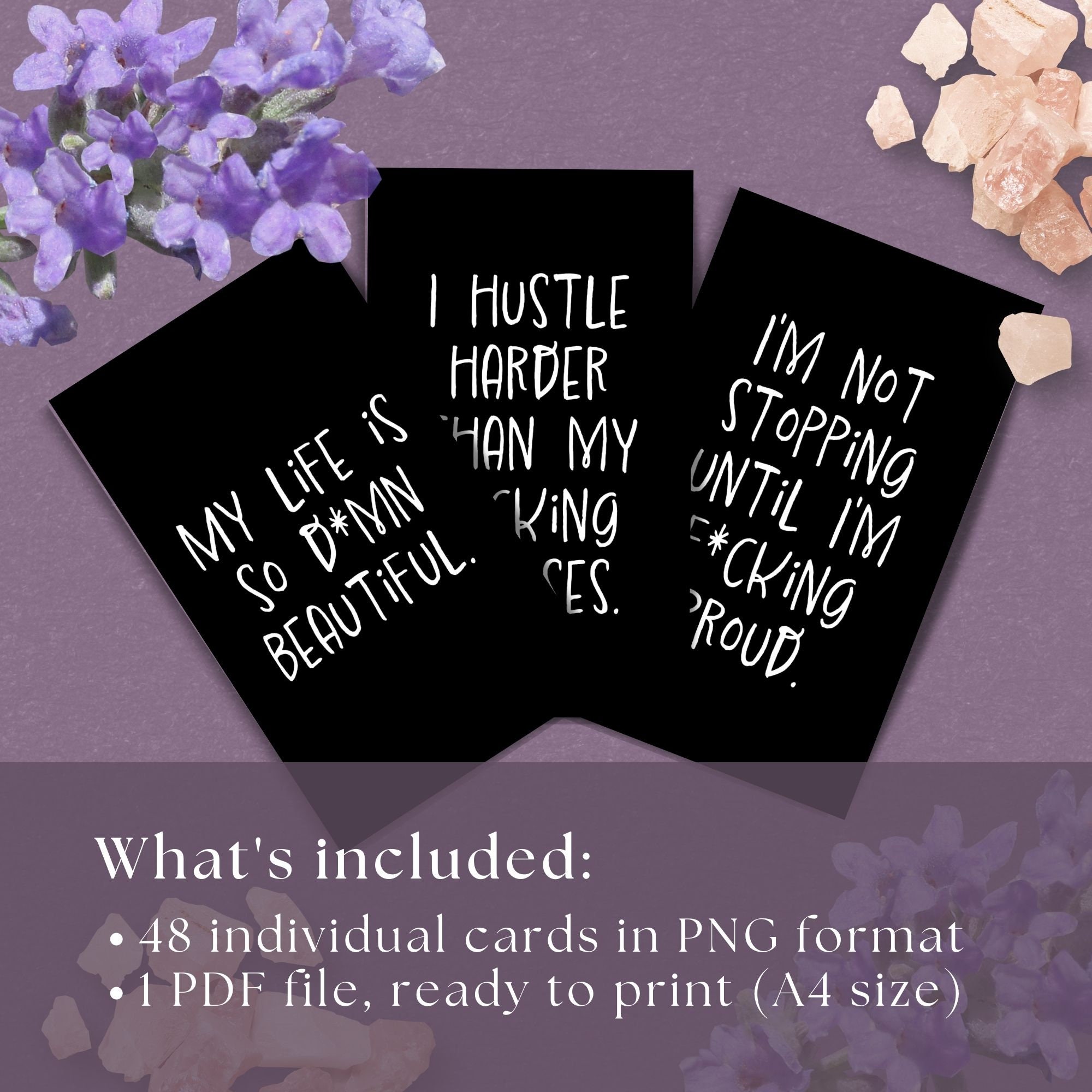 48 Sweary Affirmation Cards, INSTANT DOWNLOAD, Rude Cards, Swear ...