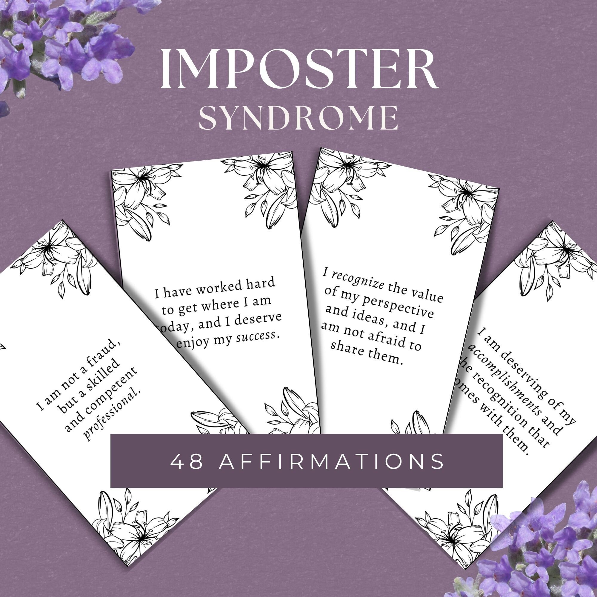 48 Imposter Syndrome Affirmation Cards, INSTANT DOWNLOAD, Motivational ...