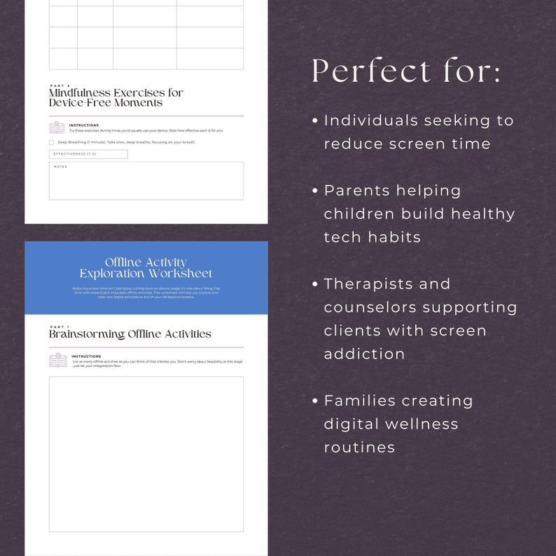Screen Time Addiction Worksheets, INSTANT DOWNLOAD, Parenting Tools ...