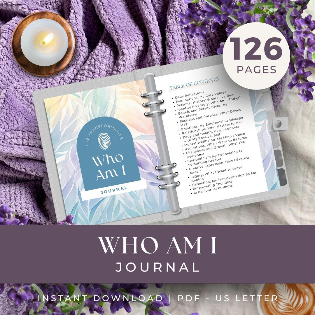 Who Am I Journal, INSTANT DOWNLOAD, Guided Self Discovery Workbook ...