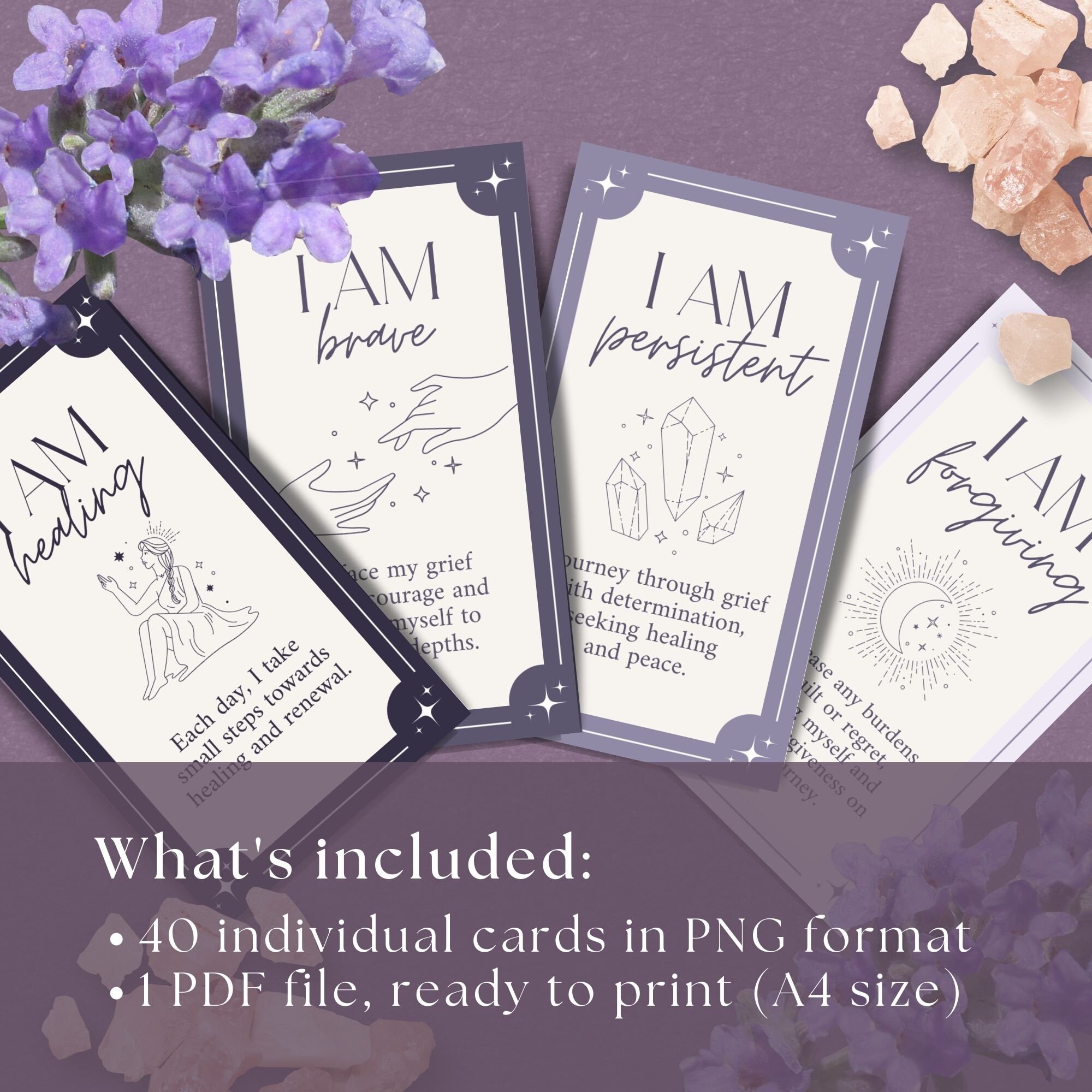 40 Grief Affirmation Cards, INSTANT DOWNLOAD, 2x3.5", Grief and Loss ...