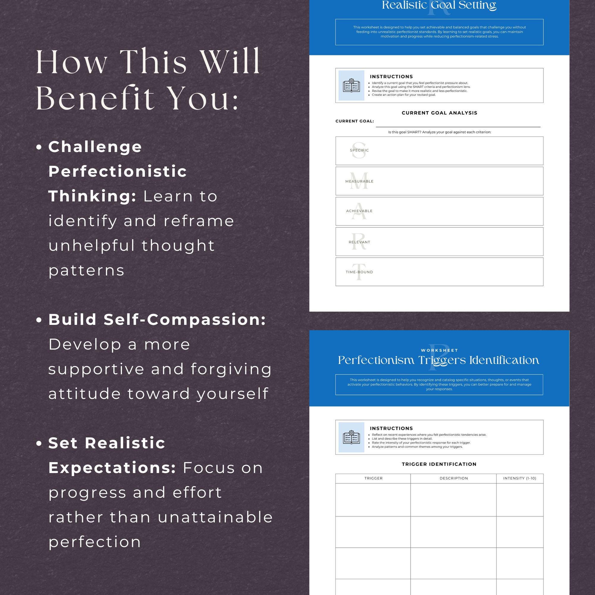 Therapy Worksheets for Perfectionism, INSTANT DOWNLOAD, Breaking Free ...