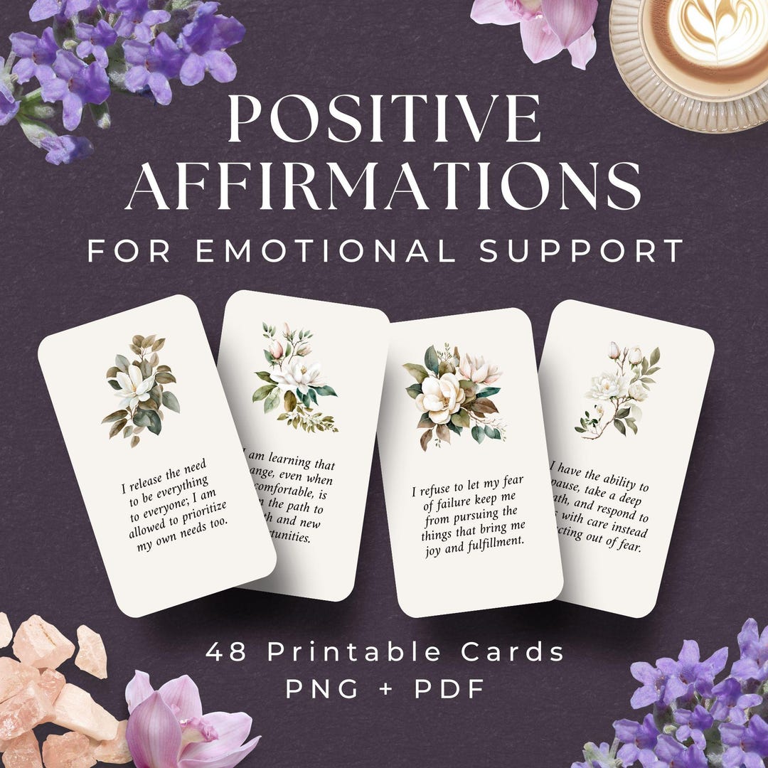 Emotional Support Affirmation Cards, INSTANT DOWNLOAD, Positive ...
