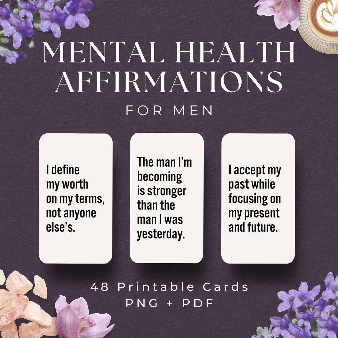 48 Daily Affirmation Cards for Men, INSTANT DOWNLOAD, Masculine ...