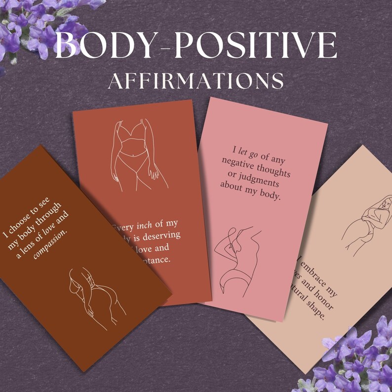 48 Body Positive Affirmation Cards, INSTANT DOWNLOAD, Body Positivity ...