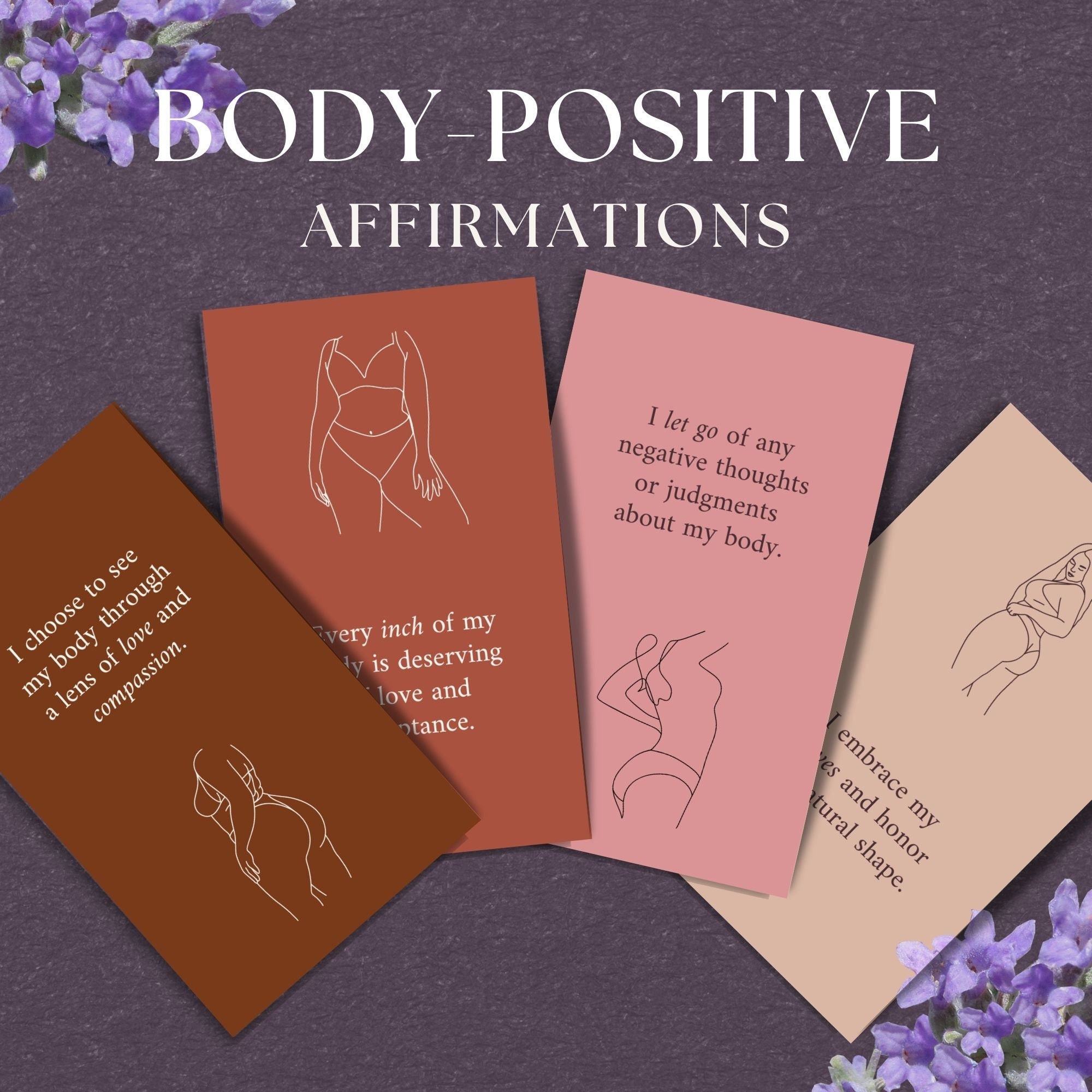 48 Body Positive Affirmation Cards, INSTANT DOWNLOAD, Body Positivity ...