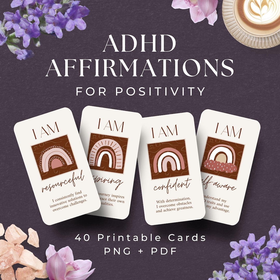 ADHD Affirmation Cards, INSTANT DOWNLOAD, I Am Affirmations for Adhd ...
