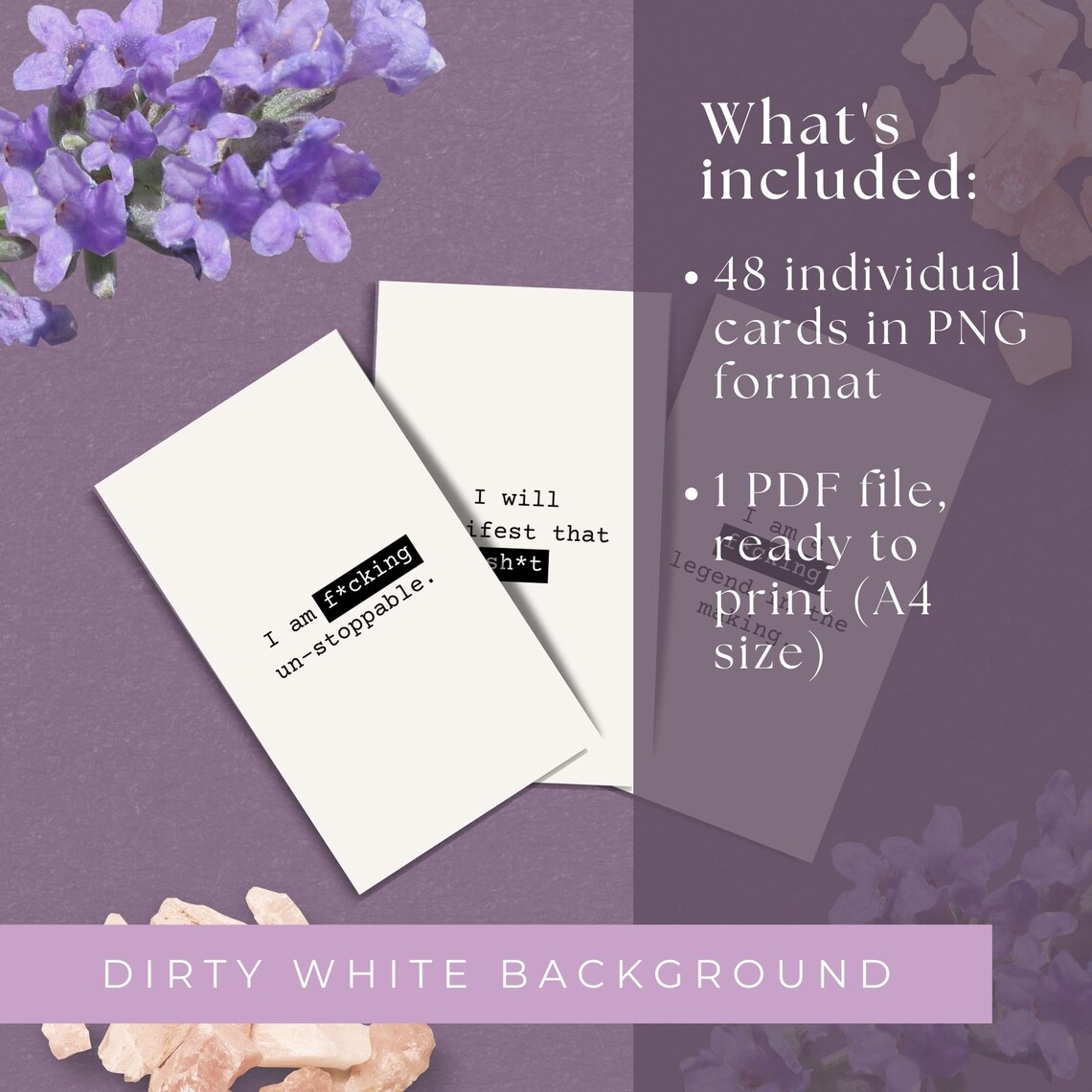 48 Sweary Affirmation Cards for Women, INSTANT DOWNLOAD, Rude Cards ...
