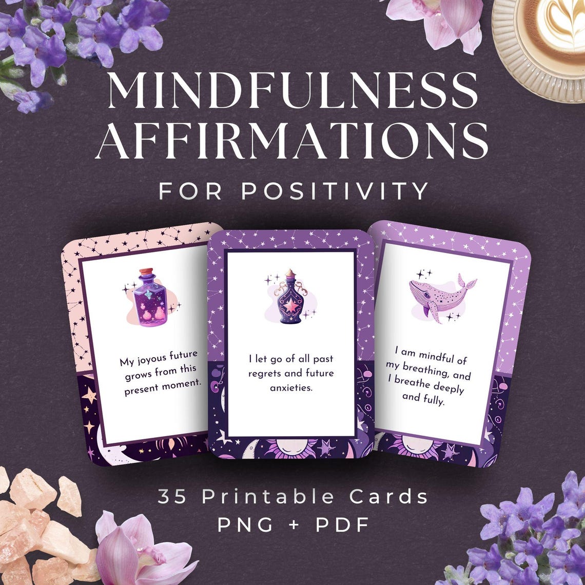 35 Mindfulness Affirmation Cards Printable, INSTANT DOWNLOAD, Mental ...