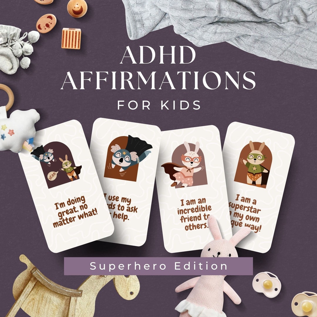 ADHD Affirmation Cards for Kids, INSTANT DOWNLOAD, Affirmation Cards ...