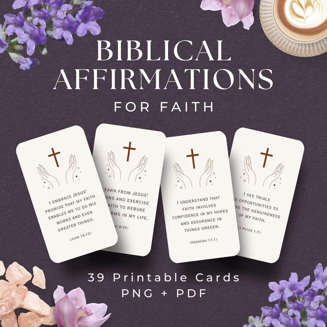 39 Biblical Affirmation Cards for Faith, INSTANT DOWNLOAD, Bible Verse ...