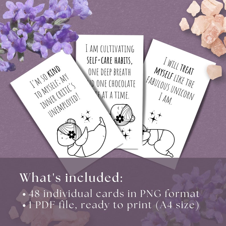 48 Funny Affirmation Cards for Self-care, INSTANT DOWNLOAD, Funny Gifts ...