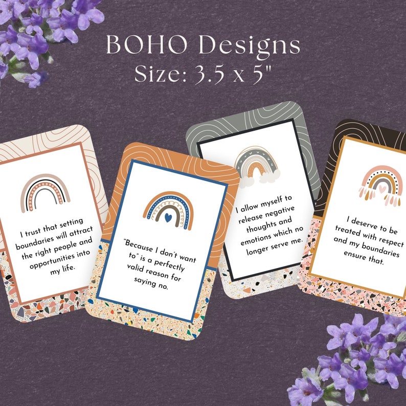 35 Boundary Affirmation Cards, INSTANT DOWNLOAD, 3.5 X 5" Boundary ...