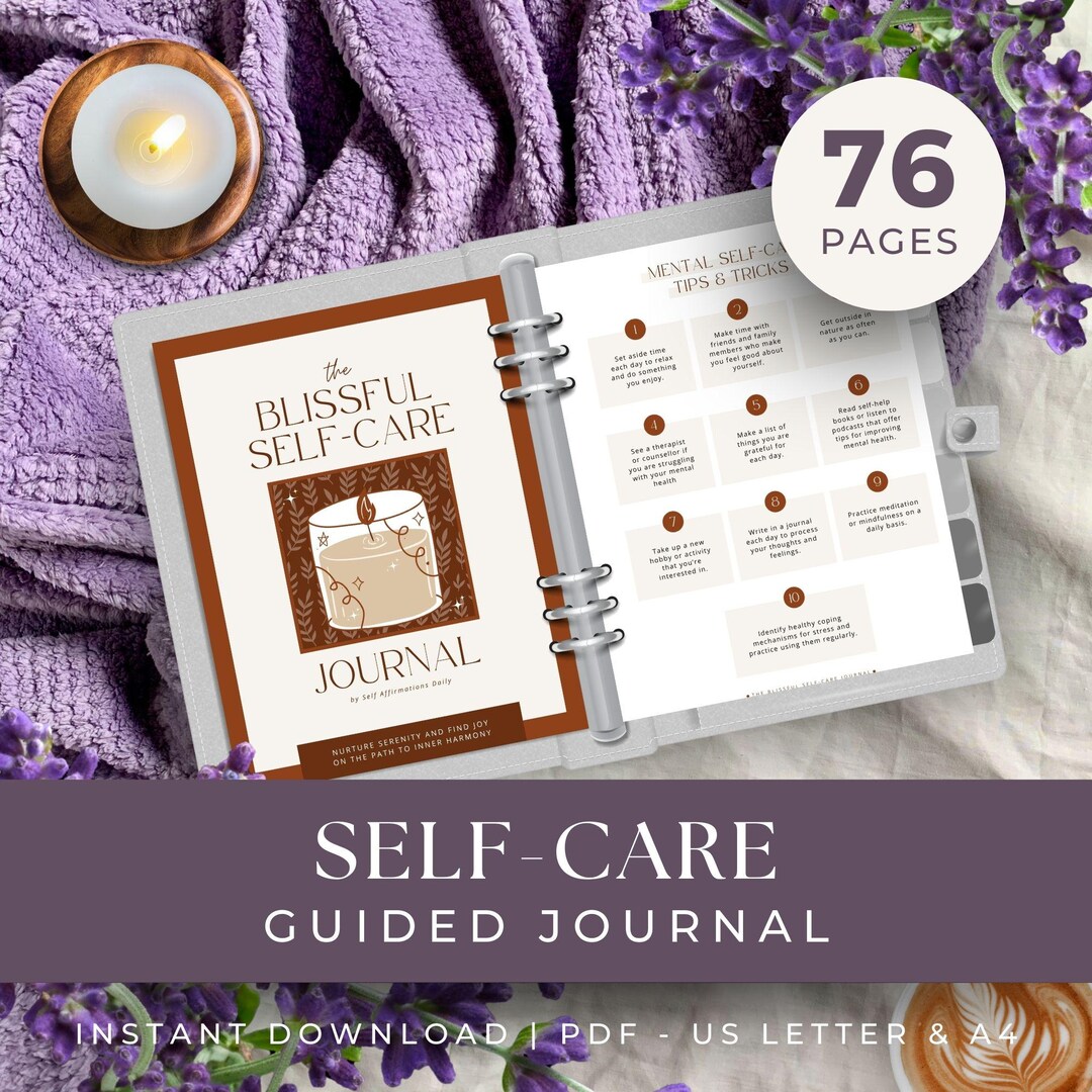 Self Care Guided Journal Printable, INSTANT DOWNLOAD, Wellness Journal ...