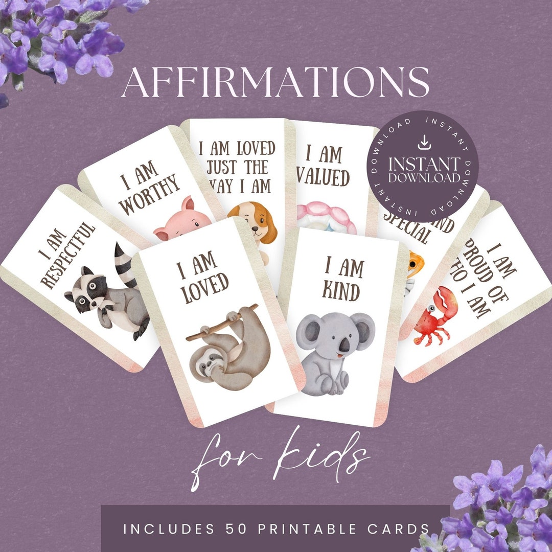 50 Positive Affirmations for Kids, Printable Affirmation Cards for Kids ...