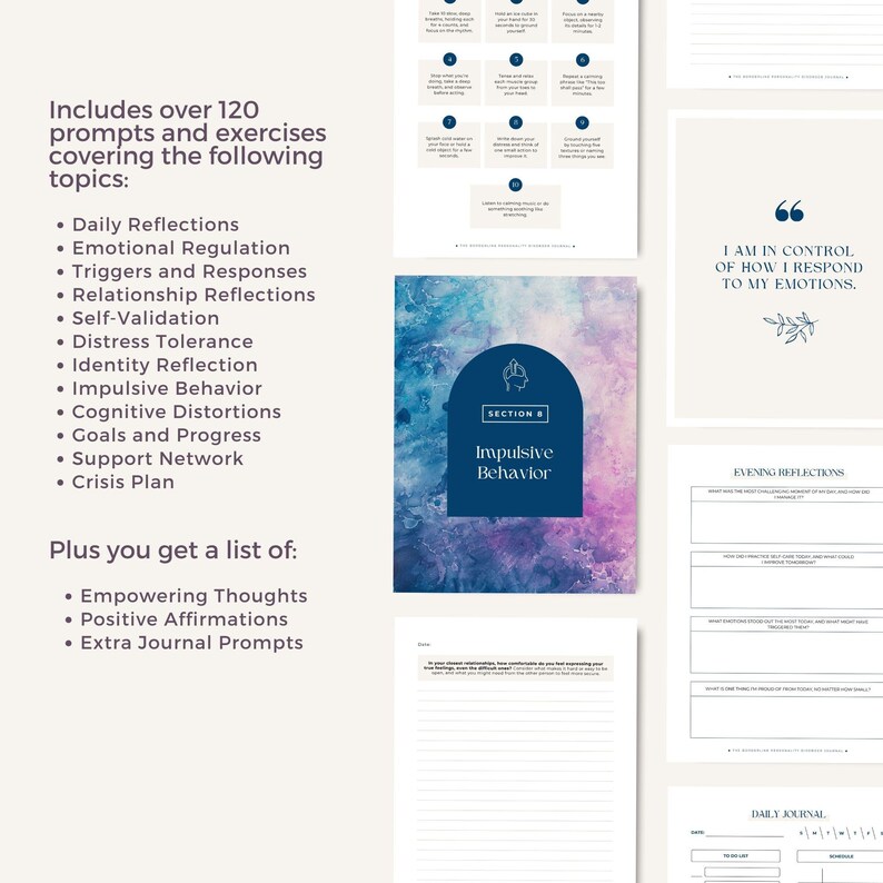 Borderline Personality Disorder Journal, INSTANT DOWNLOAD, BPD Therapy ...