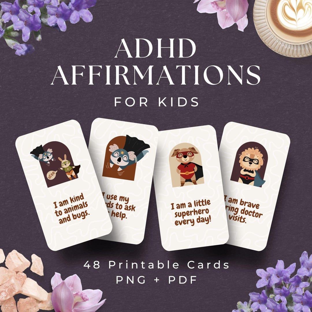 ADHD Affirmation Cards for Kids, Superhero Theme (printable PDF) - Etsy