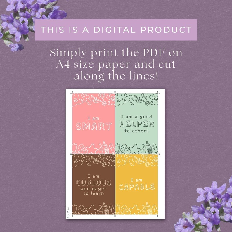 36 Positive Affirmations for Kids, Kids Affirmation Cards, Flash Cards ...