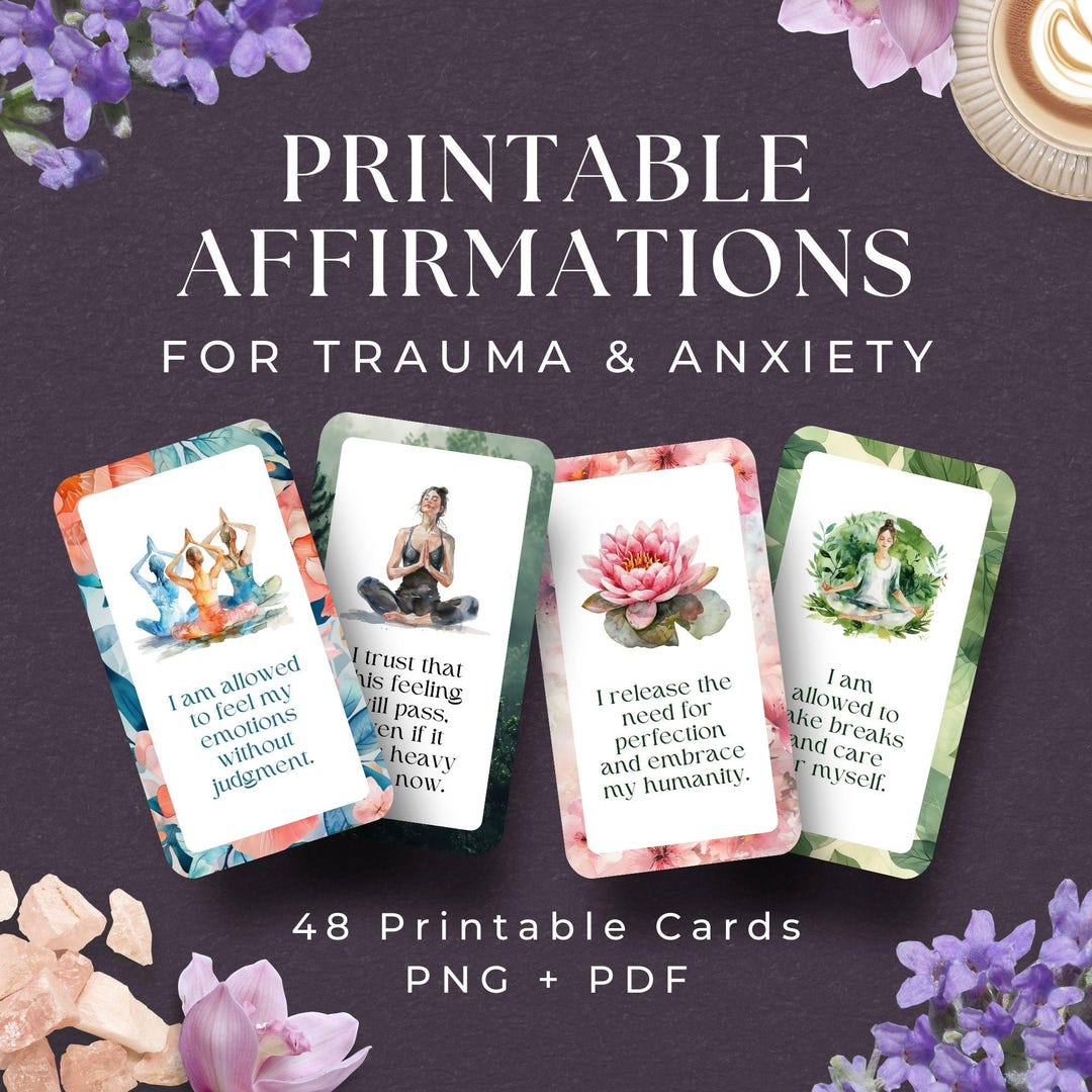 48 Affirmation Cards for Trauma and Anxiety, INSTANT DOWNLOAD, Panic ...