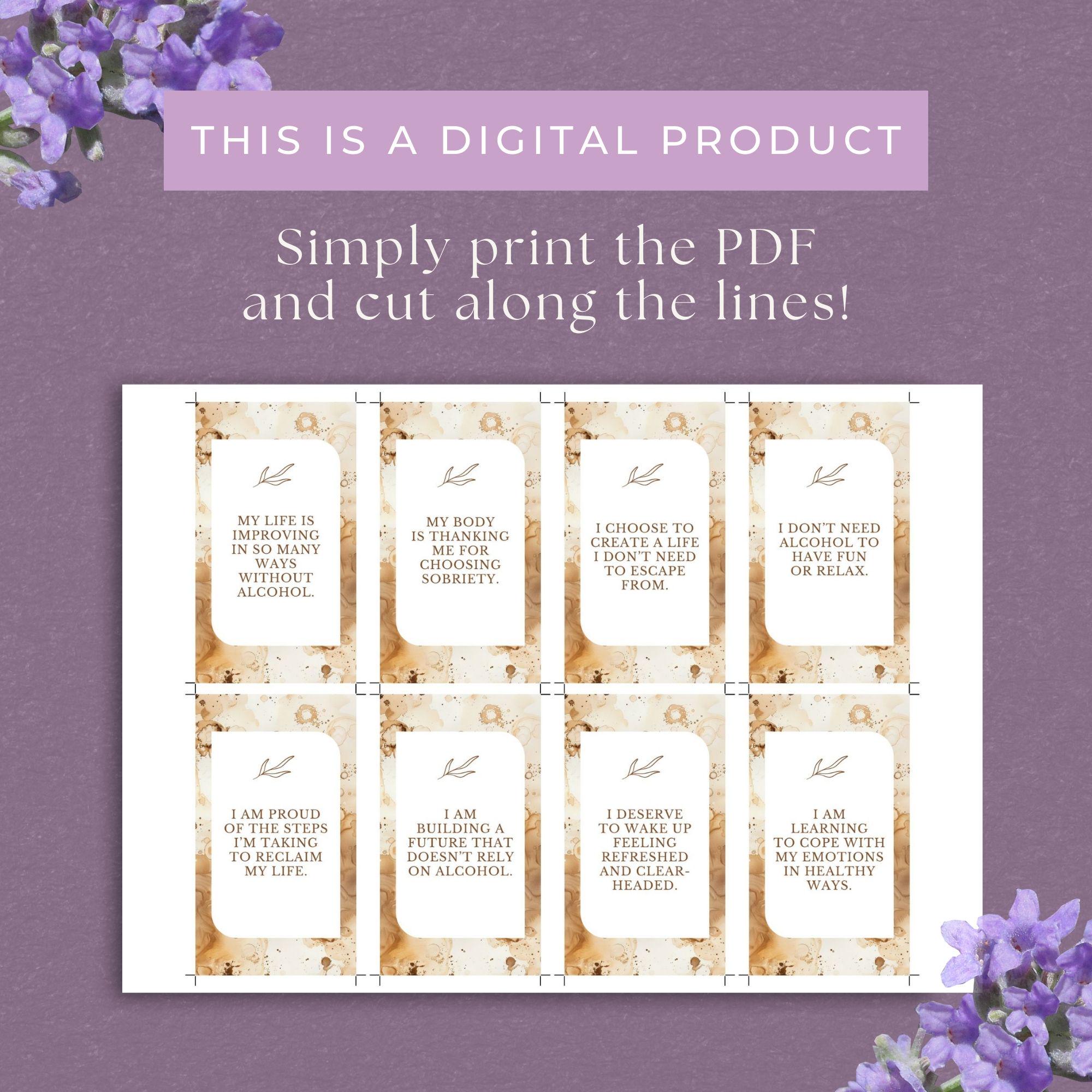 48 Sober Affirmation Cards, INSTANT DOWNLOAD, Printable Sobriety ...