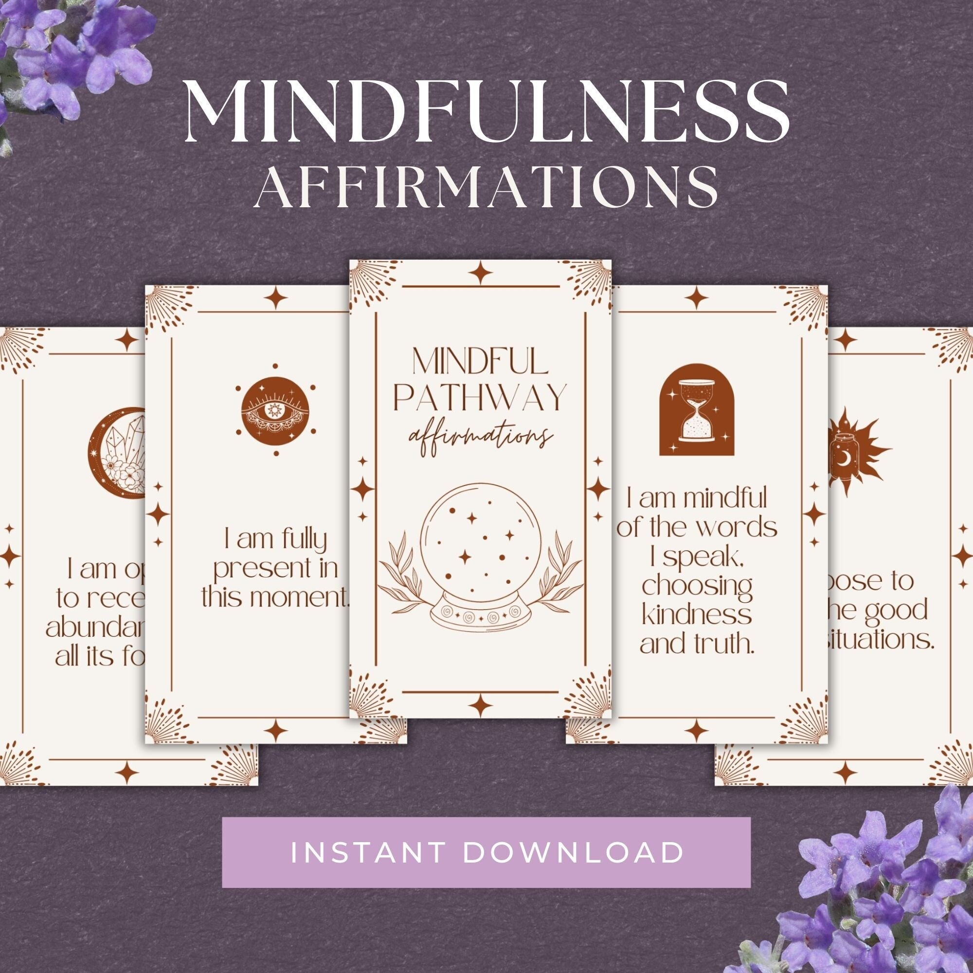 47 Mindfulness Cards Printable INSTANT DOWNLOAD I AM Cards - Etsy