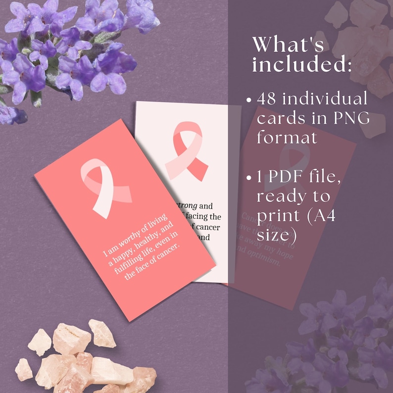 48 Cancer Affirmation Cards, INSTANT DOWNLOAD, Cancer Awareness ...