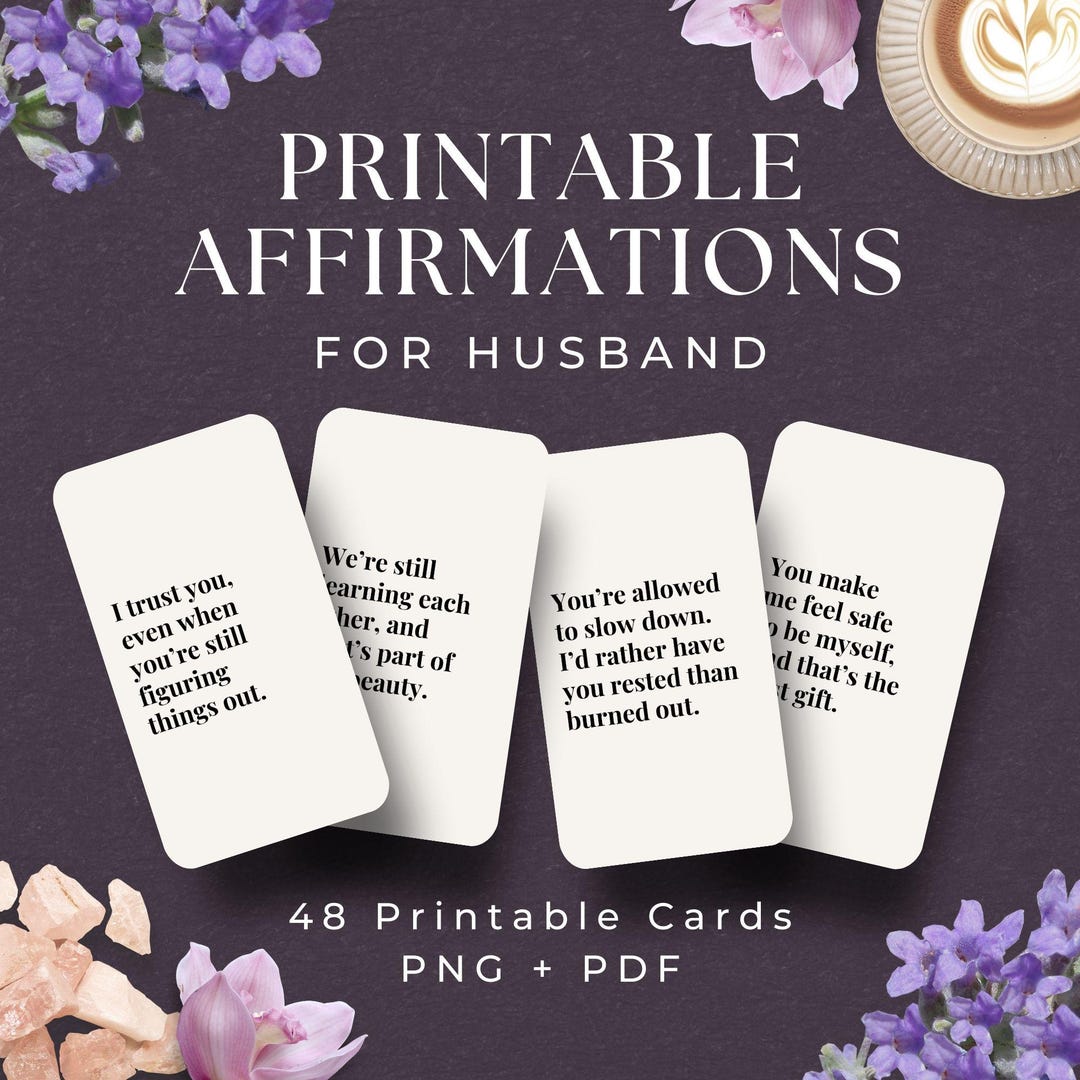 48 Affirmation Cards for Husband, INSTANT DOWNLOAD, Printable Love ...
