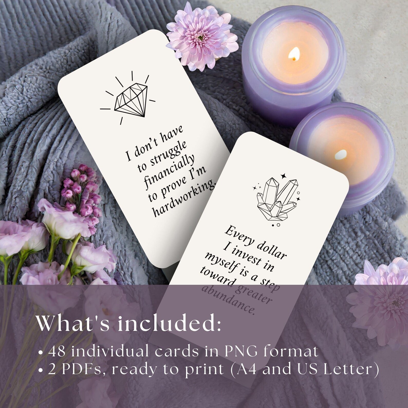 Wealth Affirmation Cards, INSTANT DOWNLOAD, Money Mindset Quotes, Daily ...