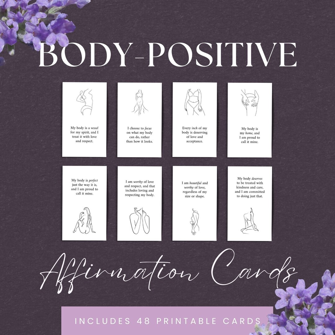 48 Body Positive Affirmation Cards, INSTANT DOWNLOAD, Body Positivity ...